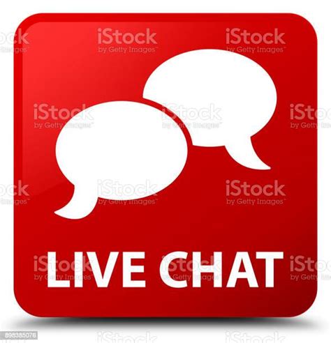 Live Chat Red Square Button Stock Illustration Download Image Now