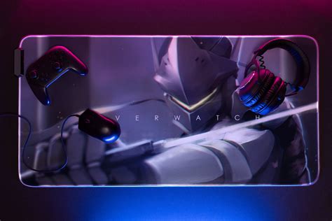Overwatch Led Mousepad Genji Rgb Desk Mat Overwatch Led Deskpad