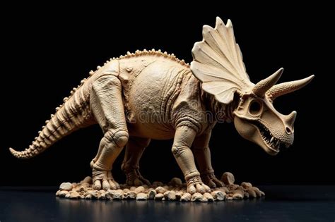 Fossilized Triceratops Teeth And Roots On Black Background Bone Fossil