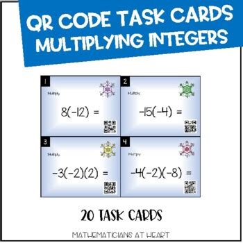 QR Code Task Cards Multiplying Integers By Mathematicians At Heart