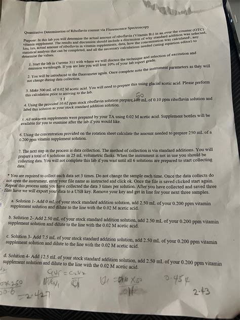 Solved Quantitative Determination Of Riboflavin Content Via