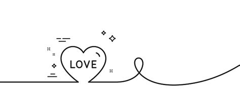 Love Line Icon Sweet Heart Sign Valentine Day Continuous Line With Curl
