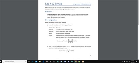 Solved Lab 10 Prelab Programmer Defined Functions Before