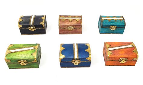 Assoted Color Wooden Boxes With Brass Decoration 2 X 3 6 Pieces New