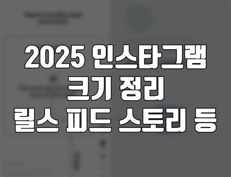 2025 인스타그램 크기 완벽 정리 릴스 피드 스토리 사이즈 확인하기 네이버 블로그
