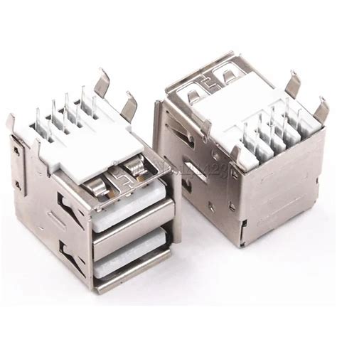 10pcs Double Usb Type A Female Solder Jacks Connector Pcb Socket Usb A