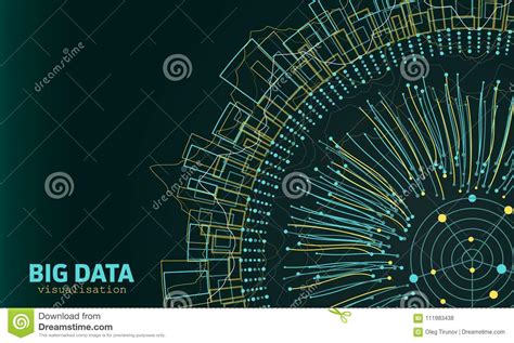 Big Data Visualization Fractal Elements With Lines And Dots Array