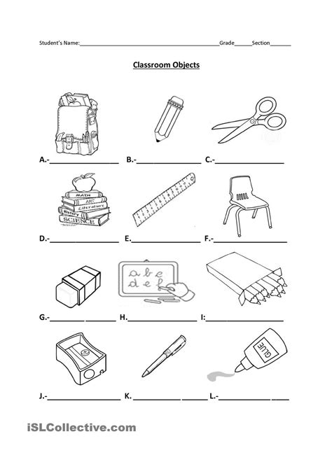 Comiendo mueble Cargado material escolar en ingles fichas Mirar atrás