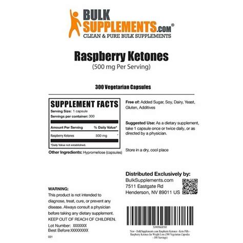 Bulksupplementscom 라즈베리 케톤 캡슐 식이 보충제 항산화 지원 비건 글루텐 프리 필러 티몬