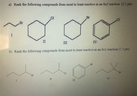 Solved Rank The Following Compounds From Most To Least
