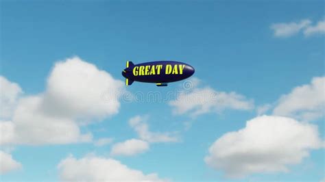 Generic Blimp Flying Across Blue Daytime Sky 3d Animation Motion Graphics Background Stock Video