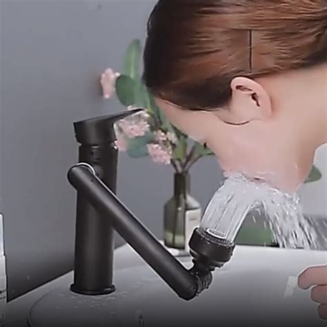 욕실 싱크대 수도꼭지 믹서 데크 장착 물튀김 방지 수도꼭지 샤워 헤드 에어레이터 욕실용 배관 탭웨어 1080 ° 회전
