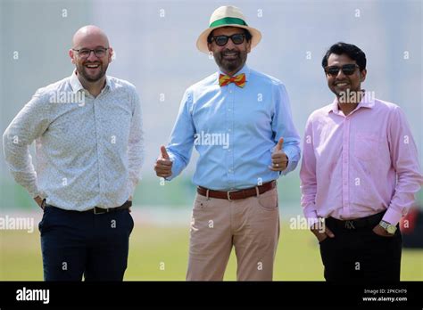 Three Commentators From Left Andrew Leonard Athar Ali Khan And Mazhar Uddin Omi During The