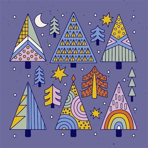 Premium Vector Hand Drawn Scandinavian Christmas Elements Collection