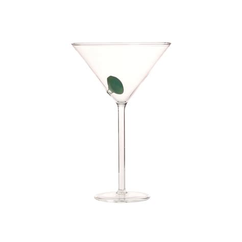 Maison Balzac Clear And Green Olive Martini Glass La Gent