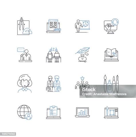 작업 라인업 라인 아이콘 컬렉션입니다 일정 명단 계획 과제 의제 교대 근무 인력 벡터 및 선형 그림 직원 배치 조직 조정 개요 표지판 세트 Military