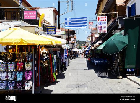 Souvenir shops in Toroni, Sithonia peninsula, Halkidiki Stock Photo - Alamy