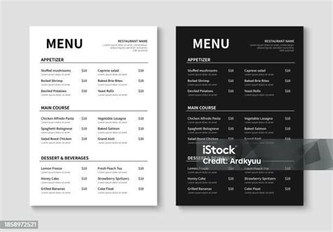 레스토랑과 카페를 위한 메뉴 템플릿입니다 미니멀한 레스토랑 메뉴 소책자 디자인 브로셔 표지 전단지 디자인 벡터 0명에 대한 스톡 벡터 아트 및 기타 이미지 Istock