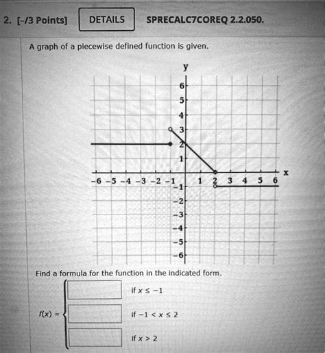 solved details sprecalczcoreq 2 2 050 a graph of a piecewise defined