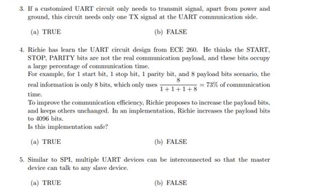 Solved 3 If A Customized UART Circuit Only Needs To Chegg Com