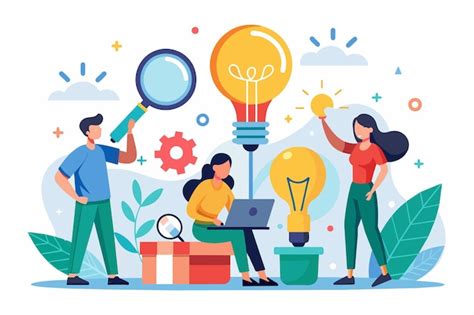 Premium Vector Group Of People Brainstorming Around A Light Bulb