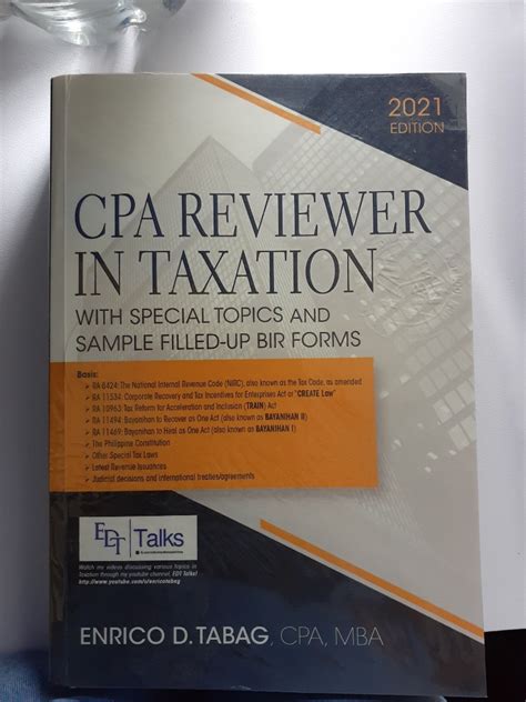 Cpa Reviewer In Taxation 2021 Edition By Enrico D Tabag Hobbies
