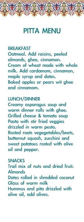 Pitta Menu Ayurveda Recipes Ayurveda Diet Ayurveda Pitta
