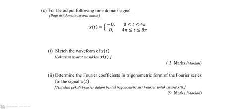 solved c for the output following time domain signal [bagi