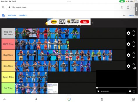 Create A Sexy Fortnite Booty Tier List TierMaker
