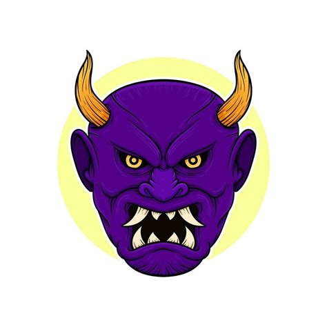 The Traditional Japanese Demon Oni Mask Illustration 35300122 Vector