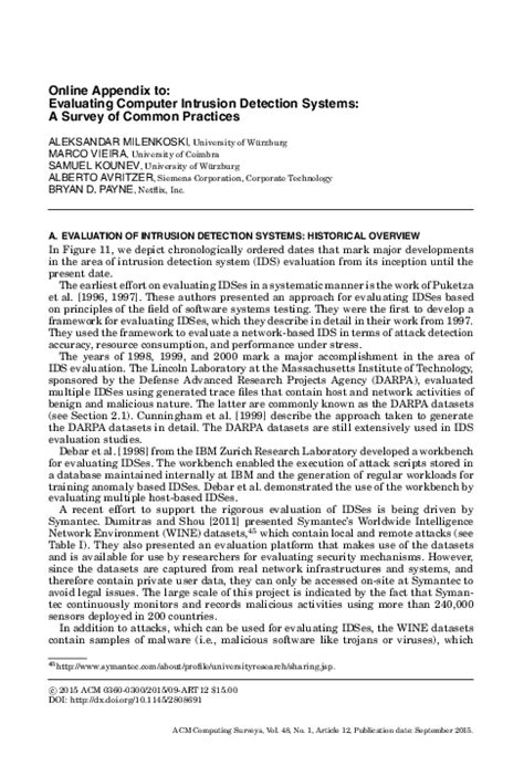 pdf evaluating computer intrusion detection systems
