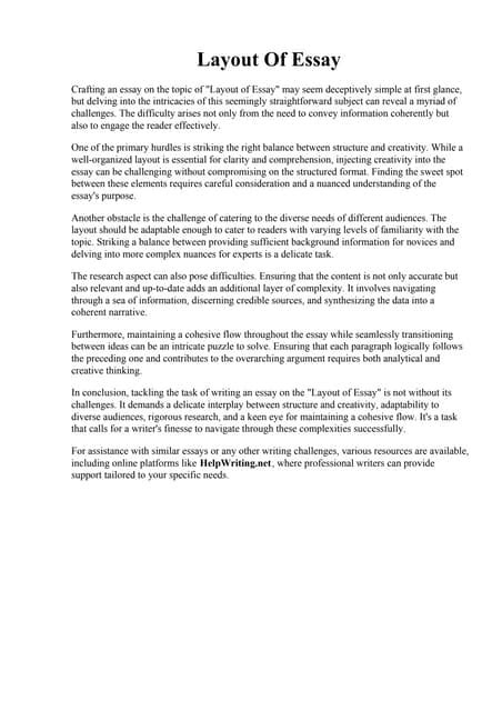 Layout Of Essay Pdf