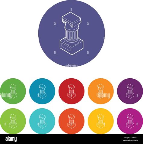 Ancient Ionic Pillar Icons Set Vector Color Stock Vector Image And Art