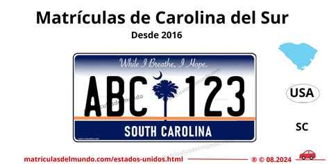 Carolina Del Sur Usa Matrículas De Coche 【2025】