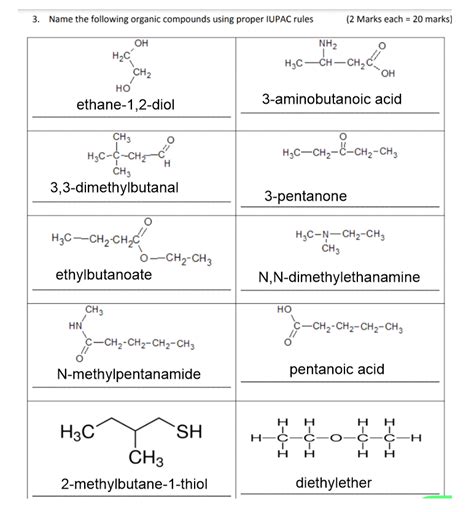 Solved 3 Name The Following Organic Compounds Using Proper Iupac Course Hero