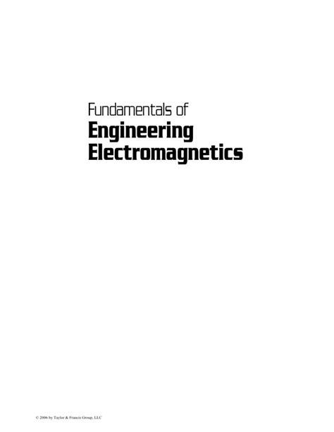 Rajeev Bansal Fundamentals Of Engineering Electromagnetics 2006 Crc Taylor And Francis