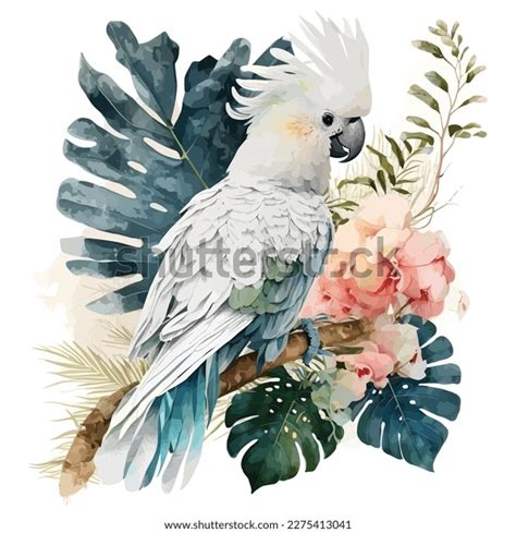 Exotic Beach Trendy Illustrated Floral Vector Stock Vector Royalty