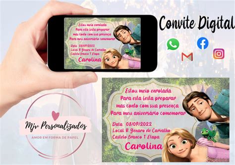 Convite Digital Tema Enrolados Elo7 Produtos Especiais