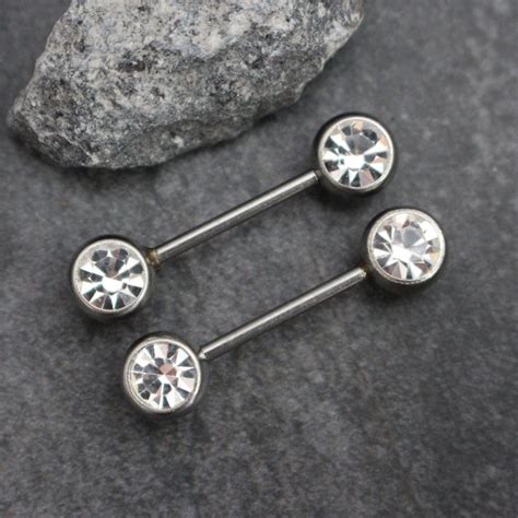 Crystal Nipple Barbell 14g Nipple Ringnipple Piercing Mybodiart