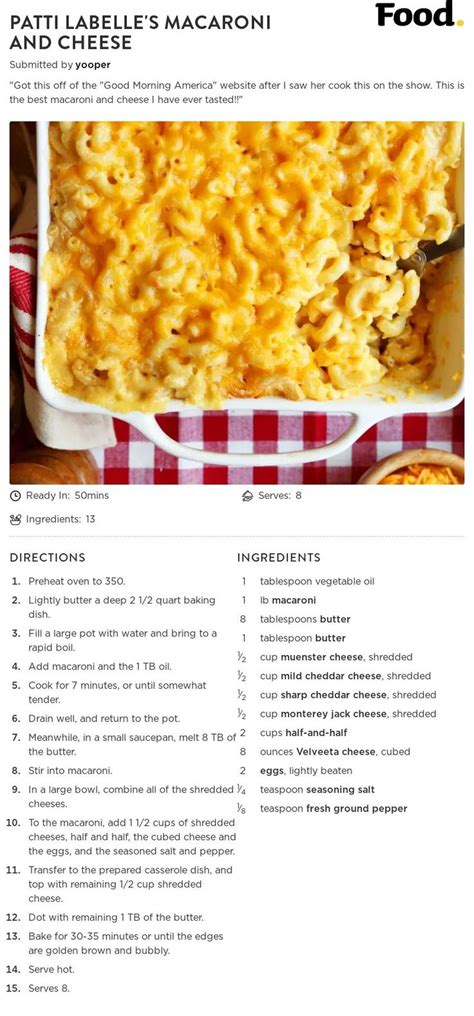 Recipepatti Labelles Macaroni And Cheese 17186as