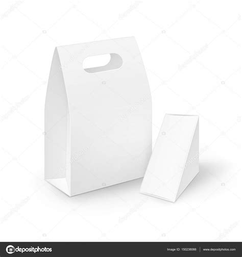 Vector Set Of White Blank Cardboard Rectangle Triangle Take Away Handle
