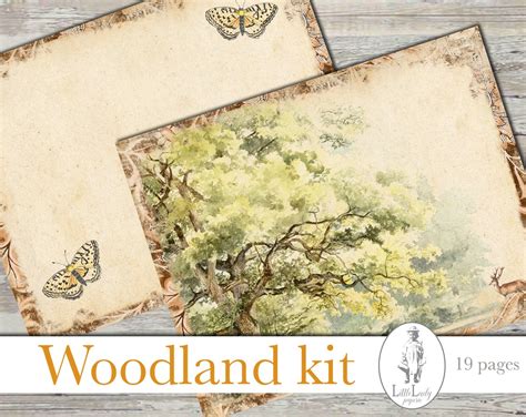 Woodland Forest Junk Journal Digital Kit Woodland Pages Etsy