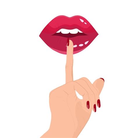 Premium Vector Sensual Juicy Opened Red Lips With Fingers With Finger