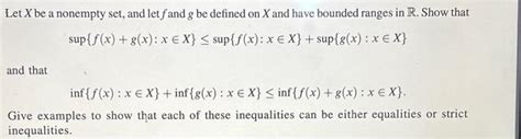 Solved Let X Be A Nonempty Set And Let F And G Be Defined