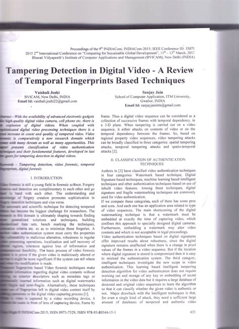 Pdf Tempering Detection In Digital Video A Review Of Temporal