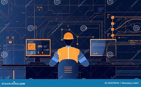 An Engineer Working On Multiple Computer Screens Showing Management