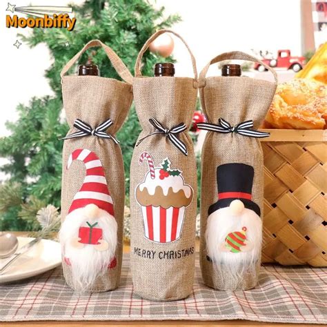 새해 2023 크리스마스 와인 병 먼지 커버 산타 클로스 선물 가방 크리스마스 노엘 크리스마스 장식 홈 저녁 식사 테이블 장식 Aliexpress