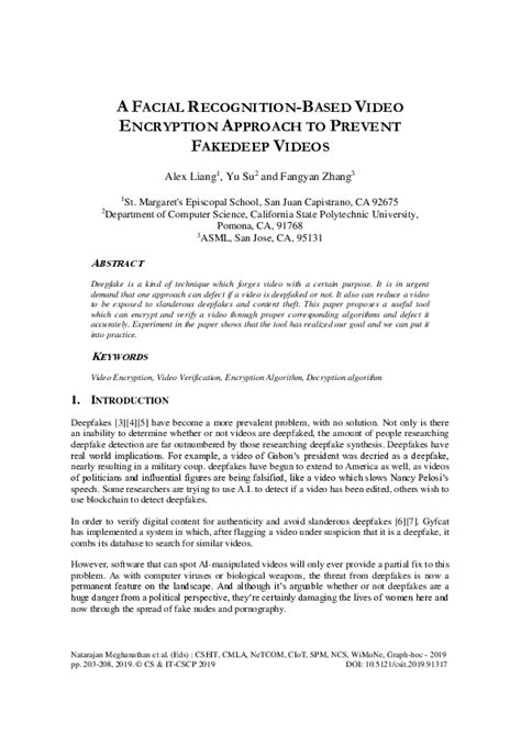 pdf a facial recognition based video encryption approach to prevent