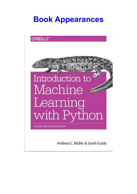 Introduction To Machine Learning With Python A Guide For Data Scientists Full Books