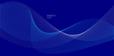 짙은 파란색 추상적 배경 흐르는 입자의 벡터 웨이브 움직임의 매력적인 점 기술 및 과학 테마 통풍이 잘되고 미래지향적인 일러스트레이션 배경 주제에 대한 스톡 벡터 아트 및